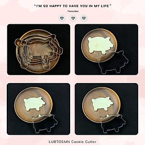 Pig Cookie Cutter Set-Size 4.7" 3.8" 3.0"-3 Piece-Dishwasher Safe Animal Fondant Cookie Cutters for Baking
