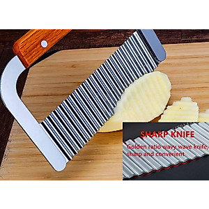 HTBMALL Crinkle Potato Cutter, Wavy Chopper Knife, Upgraded Stainless Steel Blade, Safe Kitchen Tools Wavy Slicer for Fruit, Vegetable, Carrot, Potato