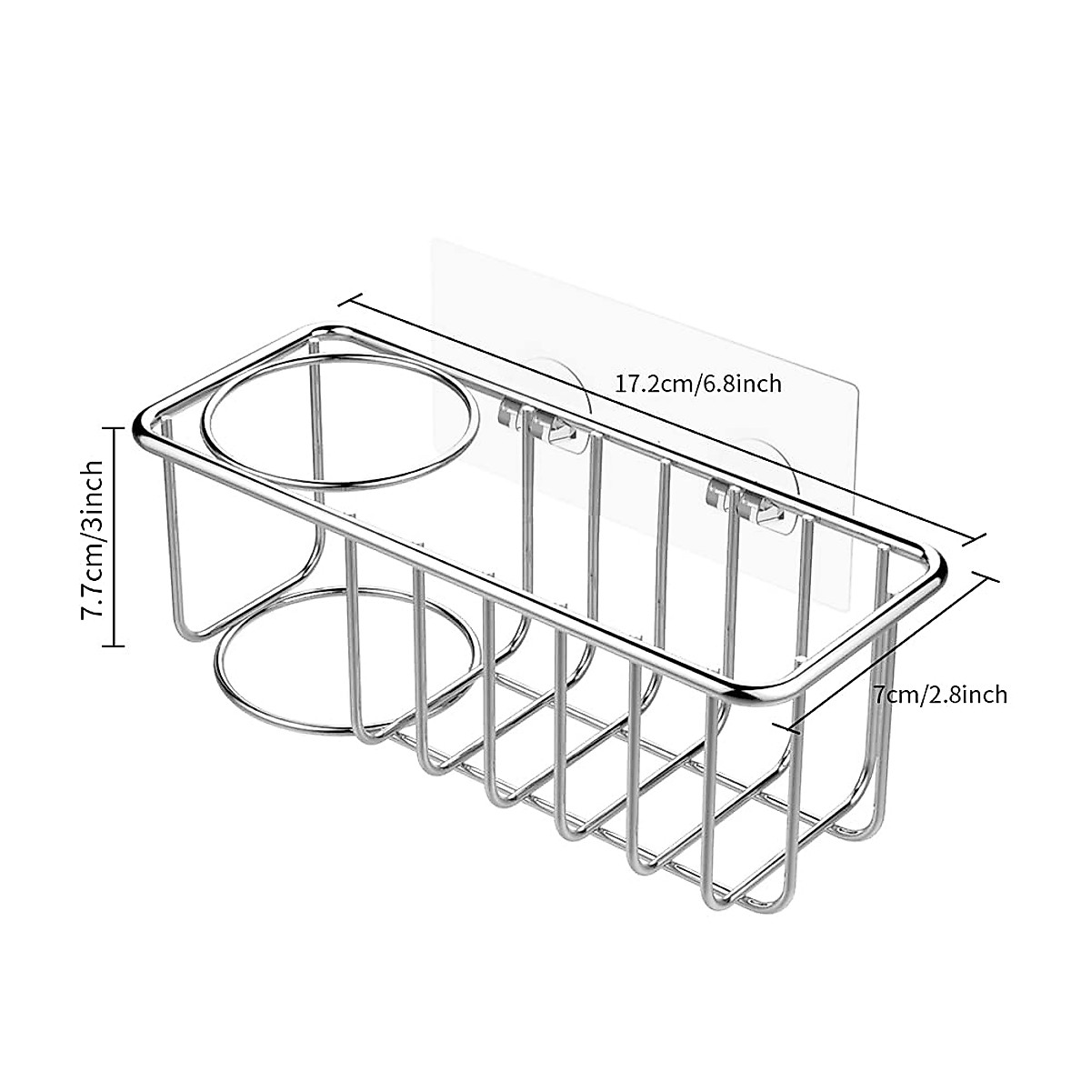 2-in-1 Stainless Steel Kitchen Adhesive Sponge Holder Brush Holder Sink Organizer Rustproof and Waterproof