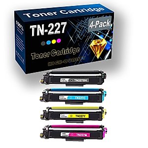 Kolasels 4-Pack (BK+C+Y+M) Compatible High Yield TN227 TN-227BK TN-227C TN-227Y TN-227M Imaging Toner Cartridge use for HL-L3210CW HL-L3230CDW HL-L3270CDW Printer