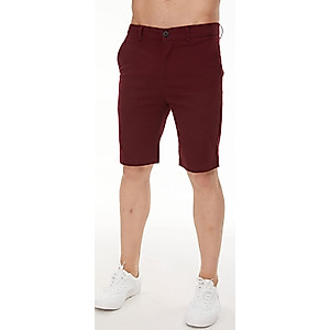 Plaid&Plain Men's Burgundy Shorts Slim Fit Chino Shorts 9 inch Inseam Burgundy 30