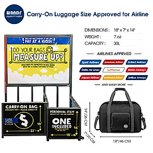 WANDF for Frontier Airlines United Airlines 18" Foldable Travel Duffle Bag for Travel Gym Sports Weekender Bag