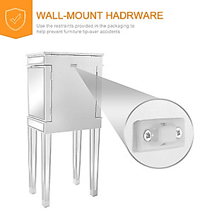 VINGLI Mirrored Jewelry Armoire, Mirror Jewelry Cabinet Standing with 6 Drawers & 2 Side Doors, Jewelry Armoire Cabinet, Standing Jewelry Box, Mirrored Jewelry Chest, Standing Jewelry Box, Silver