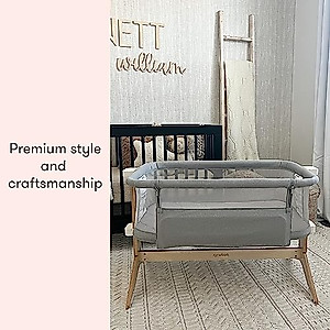 Newton Baby Bassinet & Bedside Sleeper with Mattress & Sheet - 100% Breathable & Washable, Removable Dual-Layer Cover | Solid Birch Frame Adjustable Height & Infant Access Opening | Bedside Bassinet