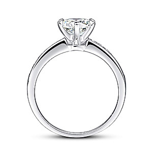AVECON 925 Sterling Silver Engagement Ring 2.5 Carat 5A Cubic Zirconia Round Cut Solitaire Wedding Ring for Women Size 6