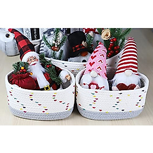 Set of 3 Small Woven Baskets | Nursery Basket Organizers and Storage | Nursery Basket for Dog Toy Basket | Cute Basket for Small Storage | Rope Nursery Storage Basket