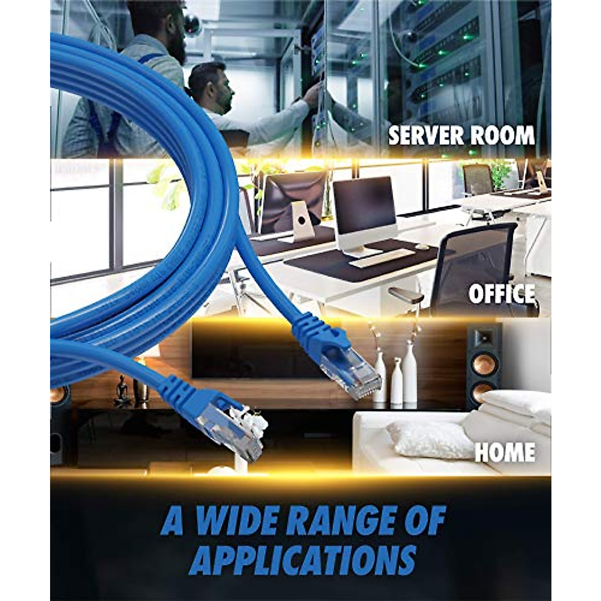 Cat6 Ethernet Cable, 3 Feet (2 Pack) LAN, utp (0.9 Meters) Cat 6, RJ45, Network, Patch, Internet Cable - (3 ft)