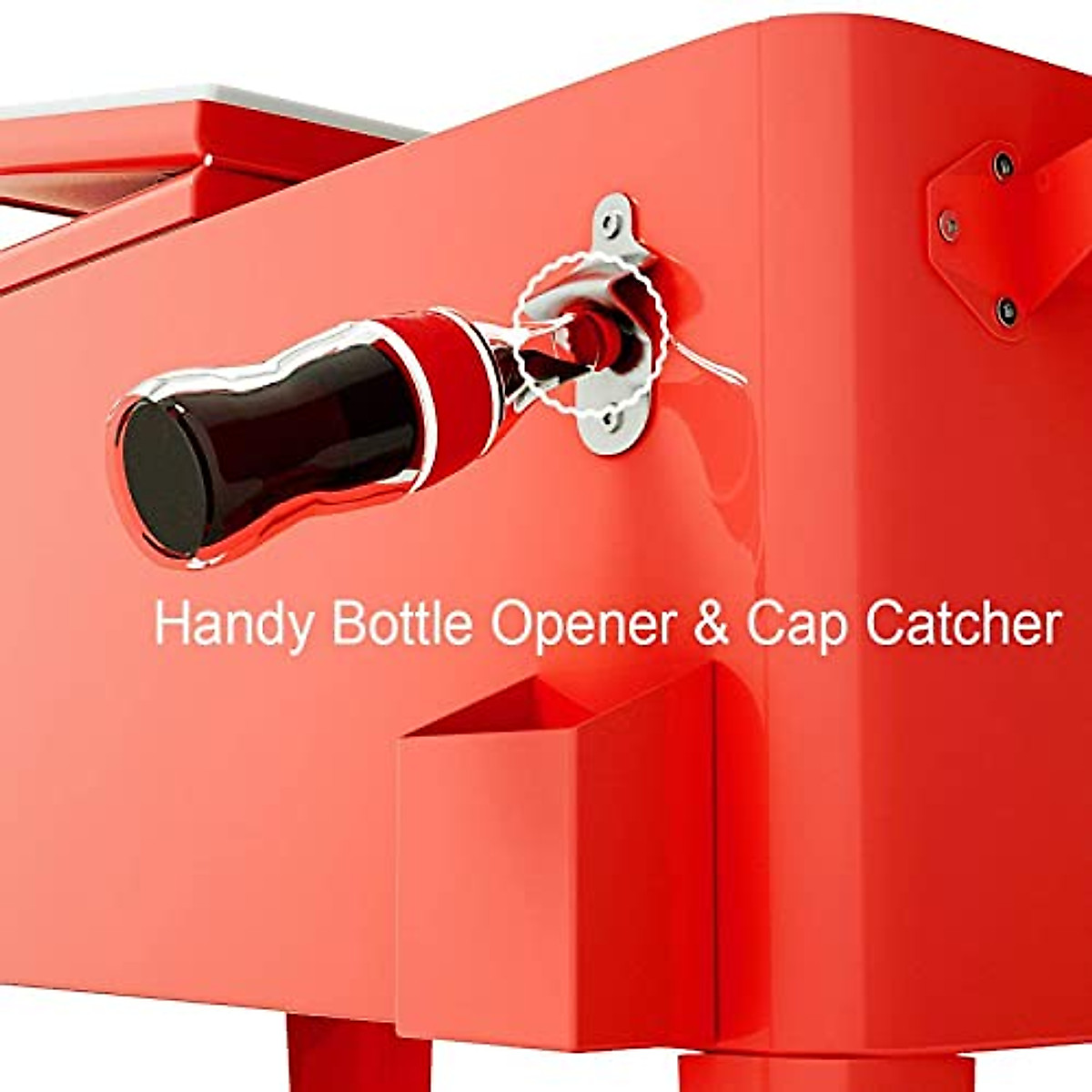 Giantex 80 Quart Rolling Cooler Cart, Steel Patio Cooler with Locking Wheels, Bottle Opener, Drain Plug, Outdoor Beverage Bar Cooler Trolley Ice Chest for Party Cookouts Backyard BBQ (Red)