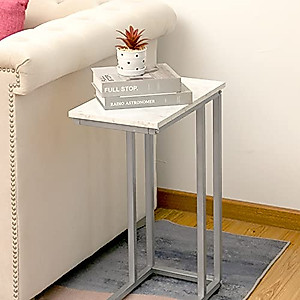 AZL1 Life Concept Chrome Accent Metal Base C Table for Living Room Bedroom Balcony Family and Office, White 2