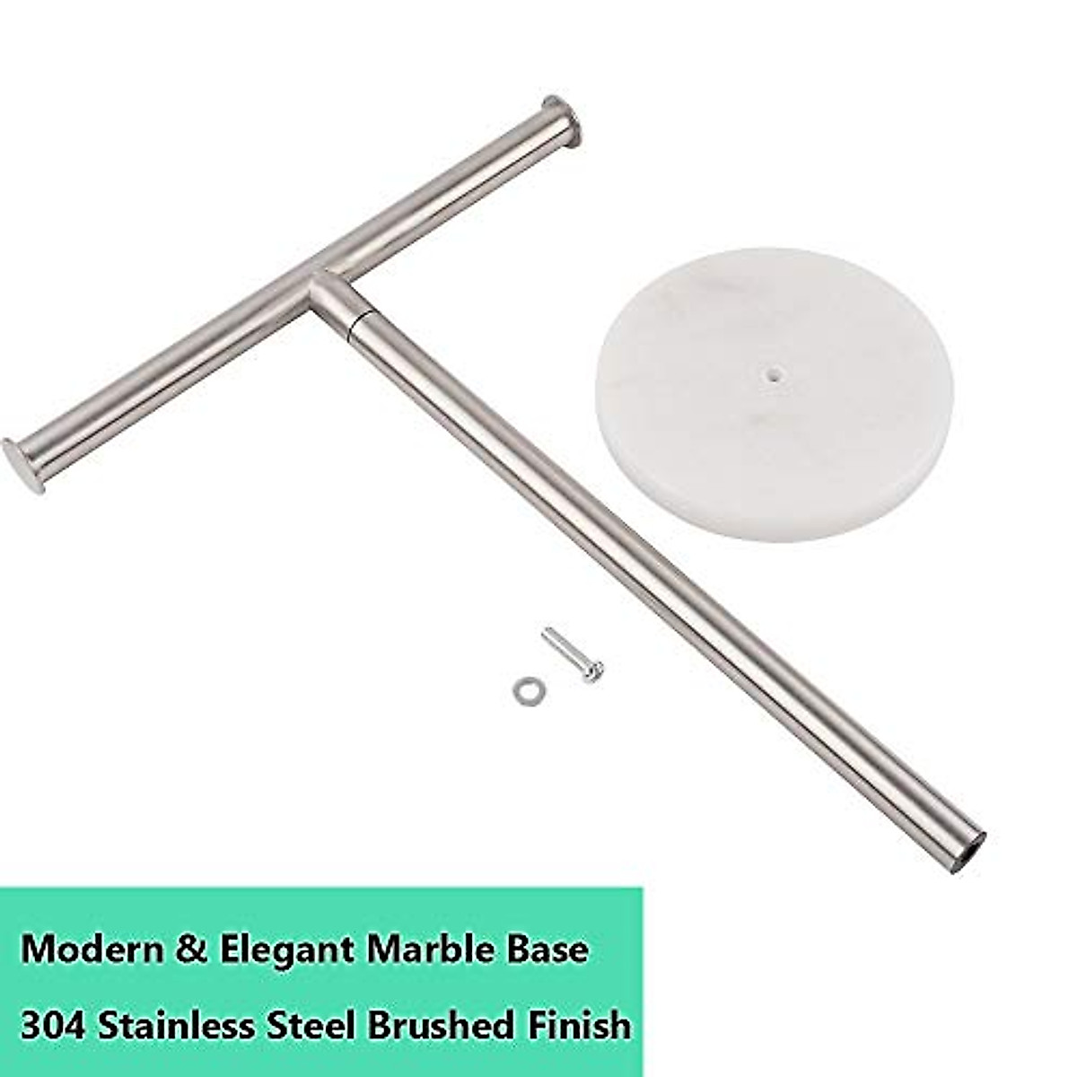 neutral brand Freestanding Towel Rack Hand Towel Stand with Heavy Marble Base, Bathroom Towel Holder SUS304 Stainless Steel, Brushed Nickel Rod