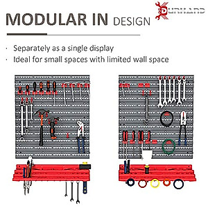 DURHAND 54 Piece Pegboard and Shelf Tool Organizer Wall Mounted DIY Garage Storage with 50 Hooks