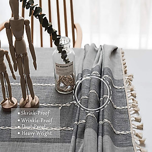 TEWENE Tablecloth, Rectangle Table Cloth Linen Wrinkle Free Anti-Fading Tablecloths Washable Dust-Proof Table Cover for Kitchen Dinning Party (Rectangle/Oblong, 55''x70'',4-6 Seats, Gray)