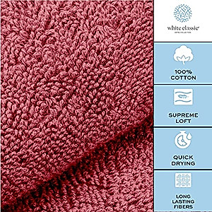 White Classic Luxury Hand Towels | 6 Pack Luxury Cotton Washcloths | 12 Pack Bundle (Burgundy)