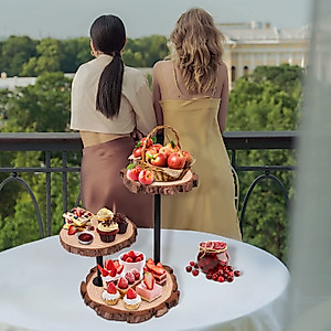 Wood Cupcake Stand Holder, Round Cake Stands for Weeding Dessert Table, 3 Tier Cake Didplay Stands for Party Presenting, Birthday, Parties, Weddings, Natural Wooden Cake Stand Dessert Display