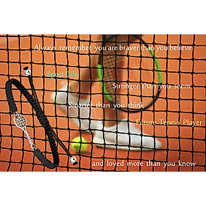 KUIYAI Tennis Racquet Gift Tennis Lovers Gift Always Remember You are Braver Stronger Smarter Than You Think Bracelet Future Tennis Player Gift Coach Gift Team Gift (TennisBrace-blk)