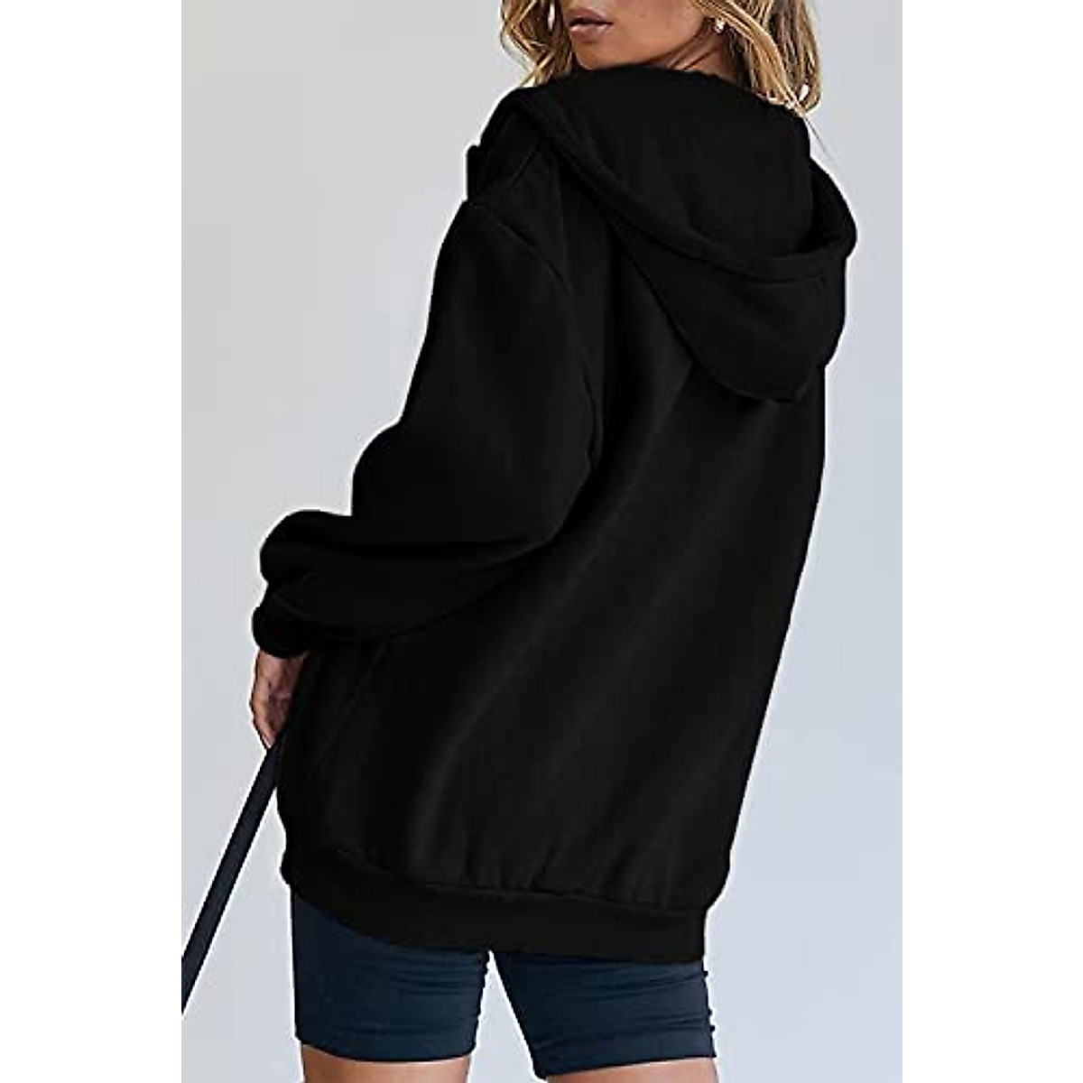 PRETTYGARDEN Women's 2023 Zip Up Y2K Hoodies Casual Long Sleeve Sweatshirts Fall Track Jackets With Pockets (Black,Small)
