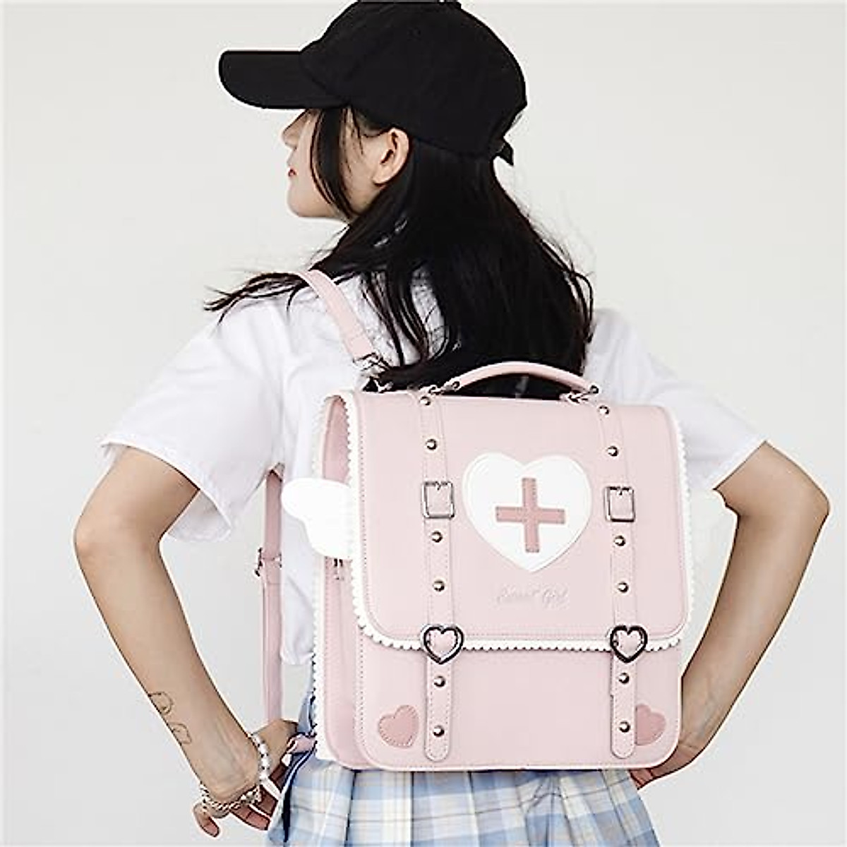 Kawaii Backpack Japanese Anime Cosplay Bag Goth Accessories Cross Heart Wings