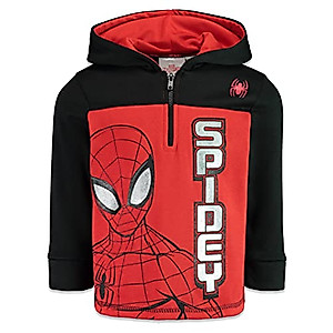 Marvel Spider-Man Big Boys Fleece Half Zip Hoodie Red/Black 10