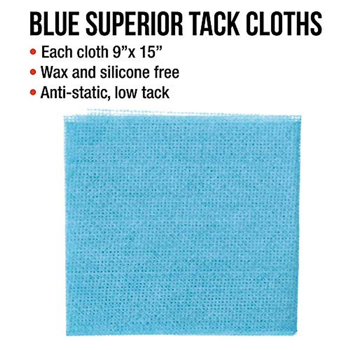 TCP Global - Pure Blue Low Tack Superior Tack Cloths - Tack Rags (Box of 12) - Automotive Car Painters Professional Grade - Removes Dust, Sanding Particles, Cleans Surfaces - Wax and Silicone Free