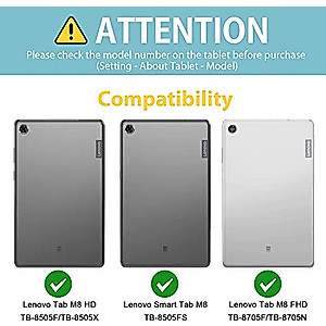 Herize Case for Lenovo Tab M8 HD TB-8505F TB-8505X / Smart Tab M8 TB-8505FS/ Tab M8 FHD TB-8705F with Pen Holder Screen Protector | Three Layer Sturdy Rubber Case W/Stand Hand Strap Shoulder Strap