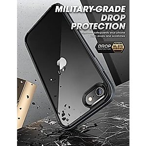 SUPCASE Unicorn Beetle Edge Series Case for iPhone SE (2020/2022) /iPhone 7 /iPhone 8, Slim Frame Clear Case with TPU Inner Bumper & Transparent Back (Black)