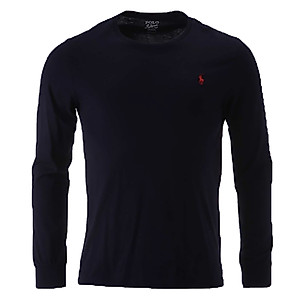 Polo Ralph Lauren Men's Crew Neck Long Sleeve Tee, Navy / Red Pony, XX-Large