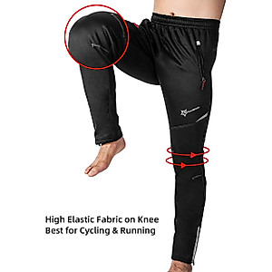 ROCKBROS Cycling Pants for Men Windproof Thermal Fleece Winter Athletic Bike Pants Handlebar Mittens Cold Weather Mountain Bike Handlebar Mittens