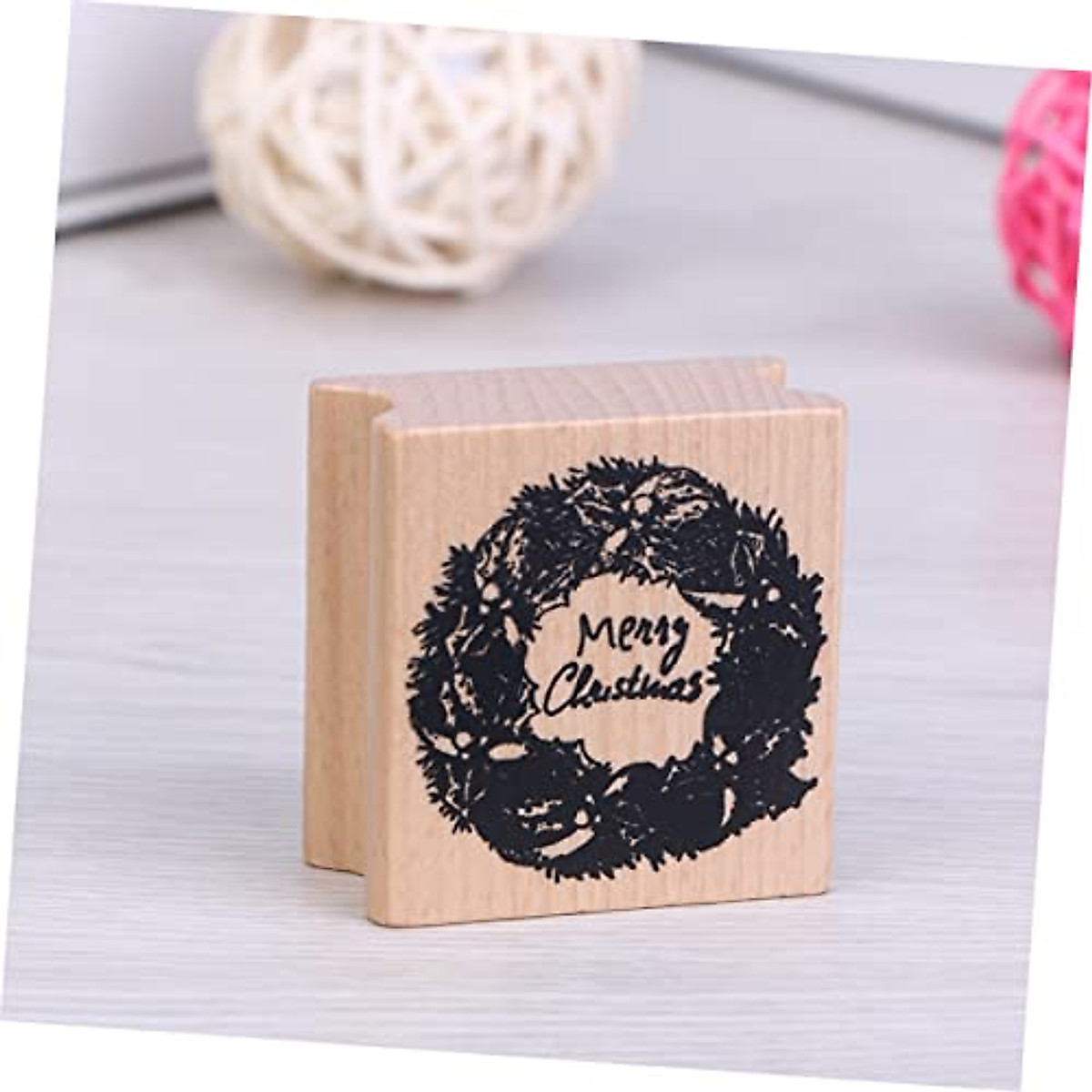 Didiseaon Wooden Christmas 3pcs Vintage Lip Gloss Set Wood Art Stamp Christmas Sealing Stamp Wooden Seal Stamp Stampers Party Favors Christmas Stampers Wooden Stamper Printing Pine Cones
