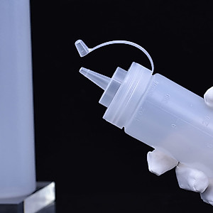 SCWBOEII 6 PCS 12oz Plastic Condiment Squeeze Bottles, Translucent Ketchup Bottles with Measurements For Condiments Olive Ketchup Sauces Dressings and More