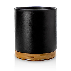 Nucookery 360°Rotating Utensil Holder, 7.2" Kitchen Utensil Crock, Ceramic Cooking Utensil Organizer with Countertop-Protection Cork Bottom for Farmhouse Kitchen Decor Christmas (Stone Black)