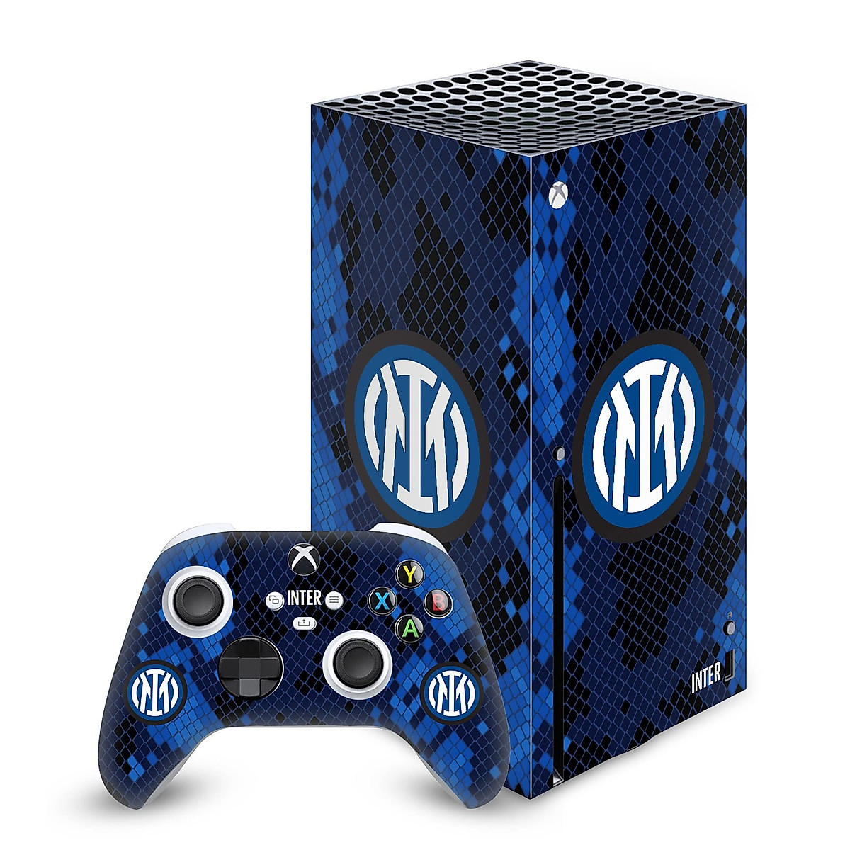 Head Case Designs Officially Licensed Inter Milan Home 2021/22 Crest Kit Vinyl Sticker Gaming Skin Decal Cover Compatible With Xbox Series X Console and Controller Bundle
