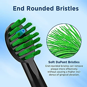 Replacement Toothbrush Heads for Water Pik Sonic Fusion (SF-01 / SF-02 / SF-03 / SF-04), Compact, with Covers, 4 Count, Black