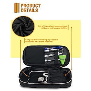 CHELVVG Protective Stethoscope Case, Stethoscope Carrying Bag Travel Case fits for 3M Littmann, Omron, ADC, MDF Stethoscopes with Extra Room for Nurse Accessories, Black