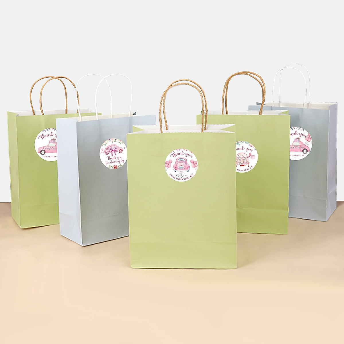 80 Thank You for Driving by Stickers, Drive by Baby Shower Birthday Party Favor Labels Decorations