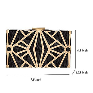 CARIEDO Women Evening Bag Elegant Clutch Purse Exquisite Velvet Metal Hollow out Handbags Prom Wedding Party (black)