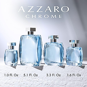 Azzaro Chrome Eau de Toilette - Fresh Aquatic Mens Cologne - Citrus, Woody, Musky Fragrance -Fresh Everyday Wear - Classic Summer Beach Scent - Luxury Perfumes for Men - Travel Size, 1.6 Fl. Oz