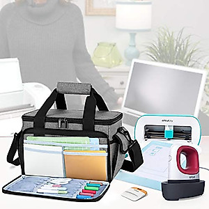 YARWO Carrying Case Compatible with Cricut Joy and Easy Press Mini, Storage Bag for Craft Pens and Other Tool Set, Gray with Arrow