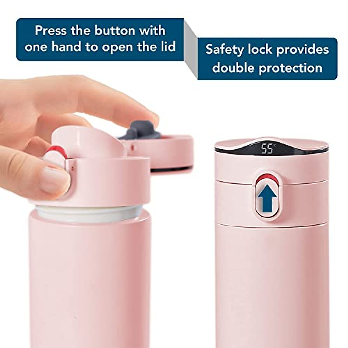 17PinHut Insulated Bottle Stainless Steel Vacuum Water Cup with Enamel Interior for Sports and Travel, 13.4 oz, Pink