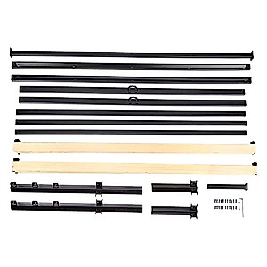 Amazon Basics Modern Metal Platform Bed Frame with Headboard - 14 Inch Leg Height, Queen Size, Black