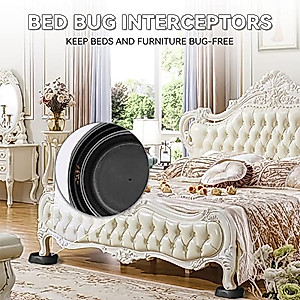 Bed Bug Interceptors with Anti Skid Pads | Bed Bug Trap | Bed Bug Traps and Detectors | Bed Bug Traps for Bed (Black-8 Pcs)