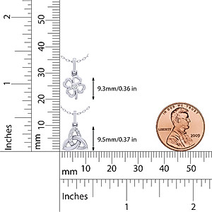 Dainty Four Leaf Clover and Celtic Trinity Knot Layered 1/20 Cttw Natural Diamond Pendant Necklace set in 925 Sterling Silver