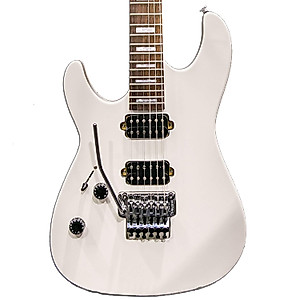 GoDpsMusic 6 String Sawtooth ST-M24 Electric Guitar with Floyd Rose, Left Handed Satin White (ST-M24-LH-SWH)
