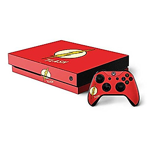 Skinit Decal Gaming Skin Compatible with Xbox One X Console and Controller Bundle - Officially Licensed Warner Bros Flash Emblem Design