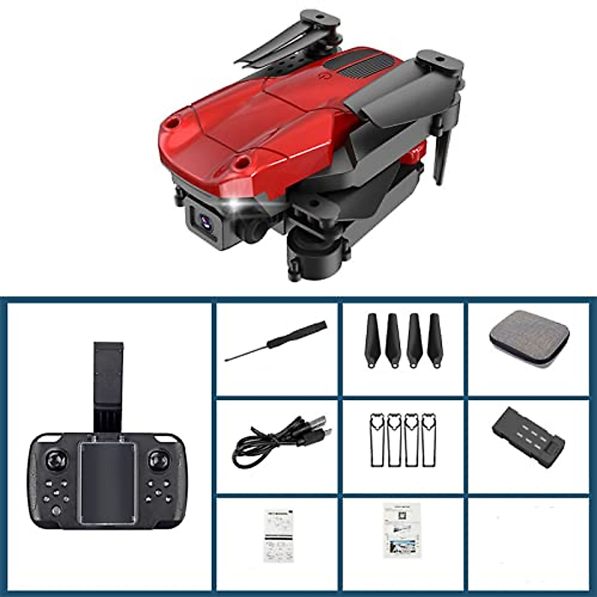 Mini Drone, Foldable Adult Drones with 1080p HD FPV Camera, 3.7V 800mAh RC Quadcopter with Altitude Hold, Headless Mode, One Button Start, Speed Adjustment (Red)