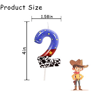 Toy Themed Cartoon Story Birthday Number 2 Candle Cartoon Birthday Cake Topper Blue Sky Stars Cowboy Toy Cartoon Birthday Party Decorations Supplies (Number 2)