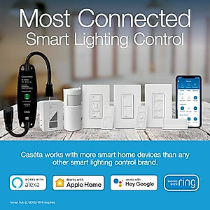 Lutron Caseta Original Smart Dimmer Switch (Lutron Smart Hub Required), for LED Lights, 150 Watt, Single-Pole/3-Way, No Neutral Required, PD-6WCL-BL, Black