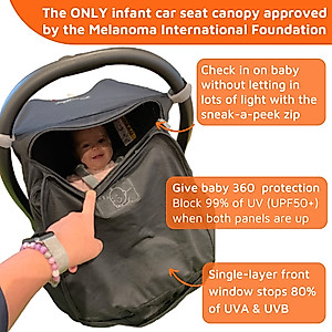 Universal Baby Car Seat Sun & Sleep Cover | Unisex Air-Permeable Mesh Baby Car Seat Canopy | Blocks 99% of UV | Don't Touch Baby Sign Included