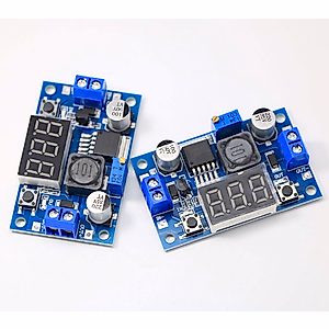 LM2596 Buck Converter DC Voltage Regulator Adjustable 4-40V to 1.5-35V 3A DC to DC Step Down Converter Power Supply Module with LED Display, Pack of 2