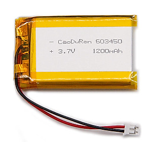 CaoDuRen Rechargeable 3.7V Li Lipo Lithium Polymer Ion Battery Pack with 2 Pin 2.0mm JST Connector (603450 1100mAh)