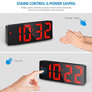 Olipiter Newest Digital Alarm Clock, LED Digital Clocks for Bedrooms, Electronic Desk Clock with Temperature Display, Adjustable Brightness, Voice Control, 12/24H Display for Home,Office